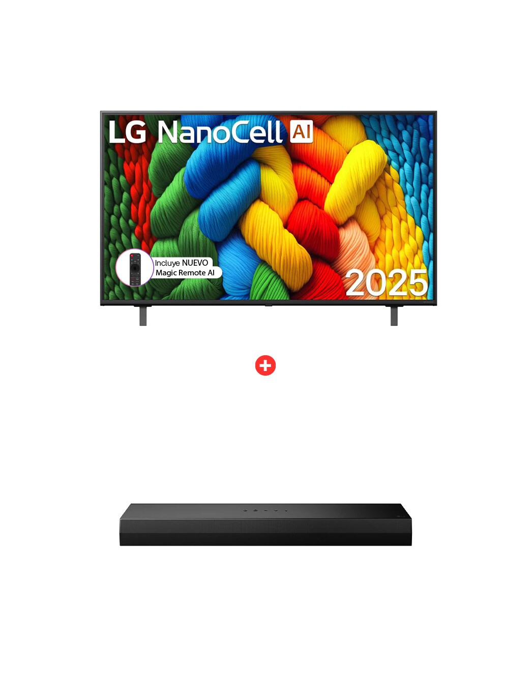 Smart TV LG NanoCell AI NANO80 4K de 50 pulgadas 2025 + Soundbar LG S20A Experiencia de Sonido ...